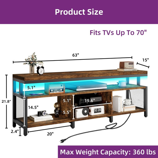 Wrought Studio™ Modern Industrial LED Entertainment Center TV Stands ...