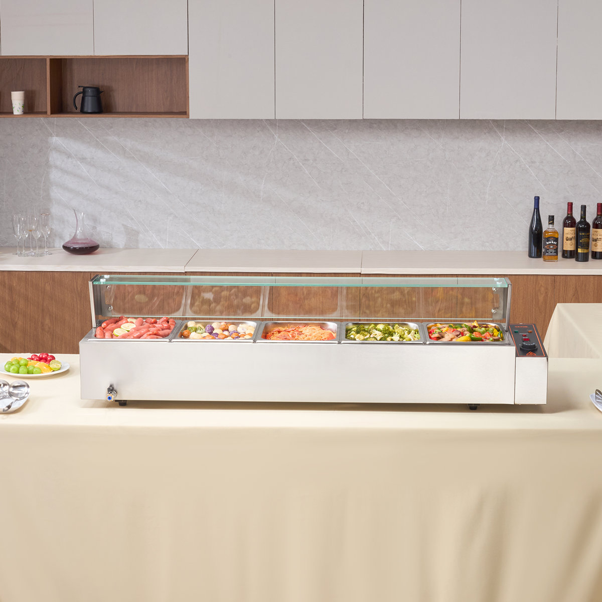 Latitude Run® Commercial Electric Food Warmer Countertop Buffet 5*8Qt ...