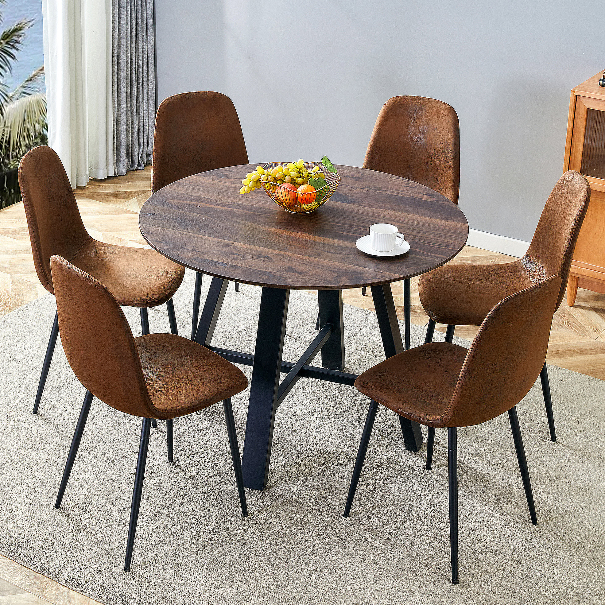 YIWUZEYI Table and chair set.42 Inch Diameter Modern minimalist round ...