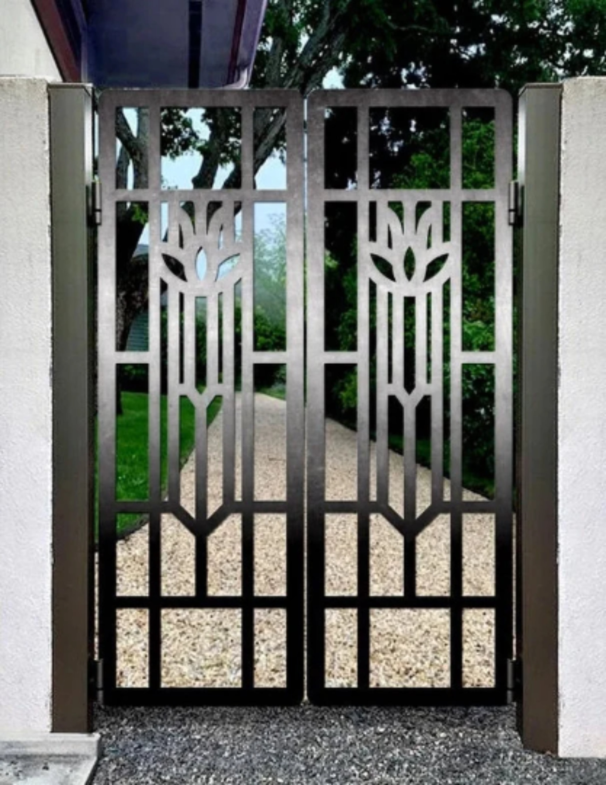 Taimco Modern Laser Cut Artistic Fence Design Metal Gate Custom