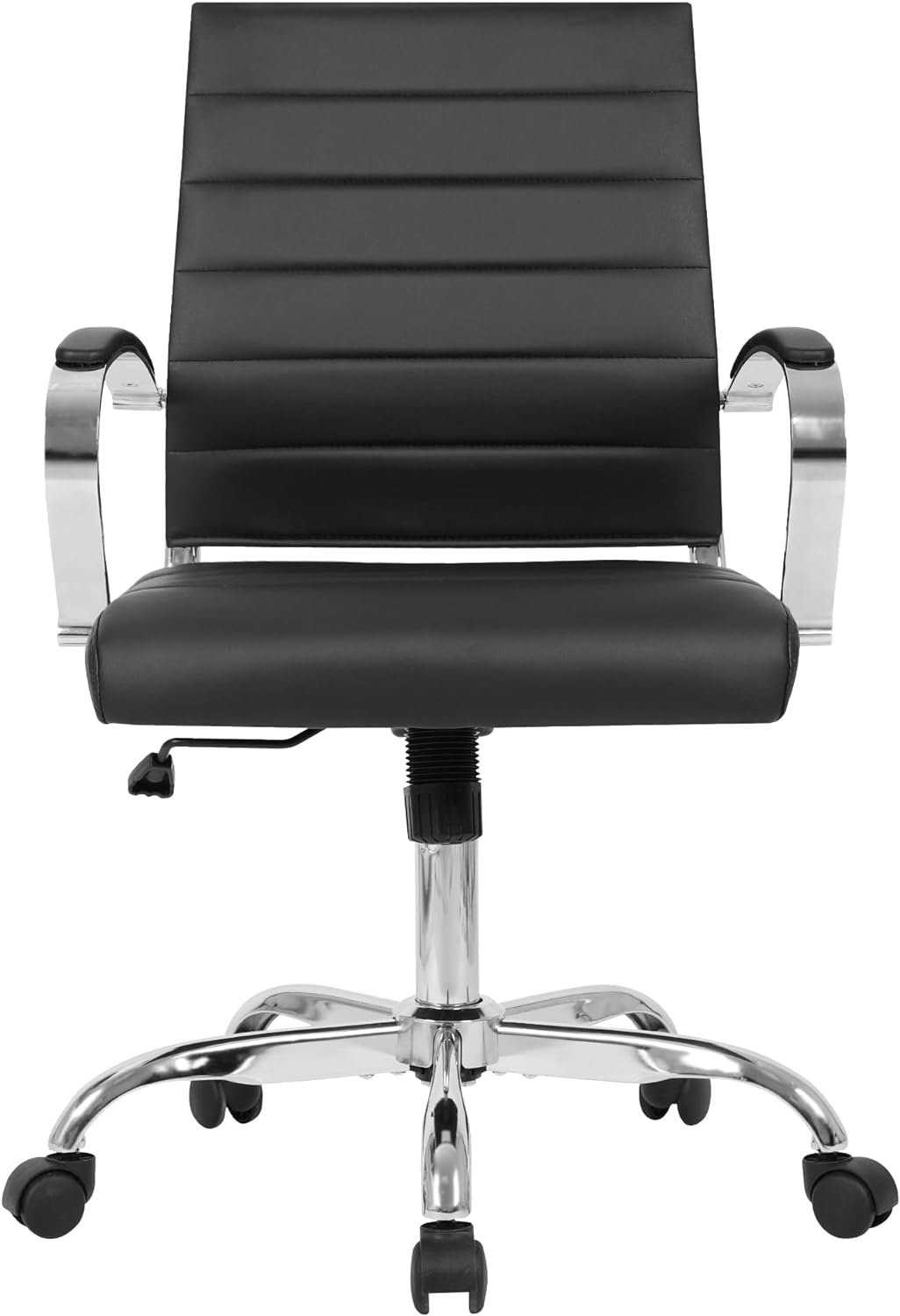 Hokku Designs Home Office Chair Mid Back Desk Chair PU Leather Ribbed ...