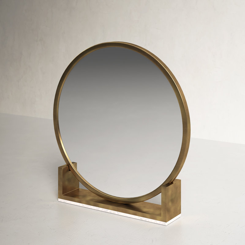 Birch Lane™ Marble Round Floor Mirror | Wayfair