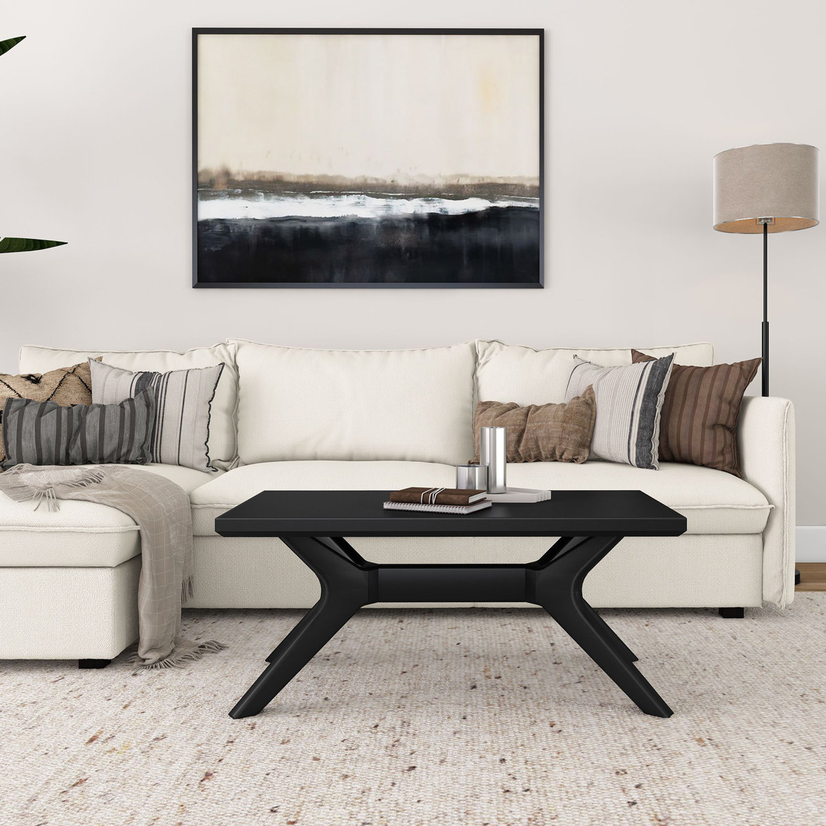 George Oliver Muhsina Cross Leg Rectangular Coffee Table (40in x 20in ...