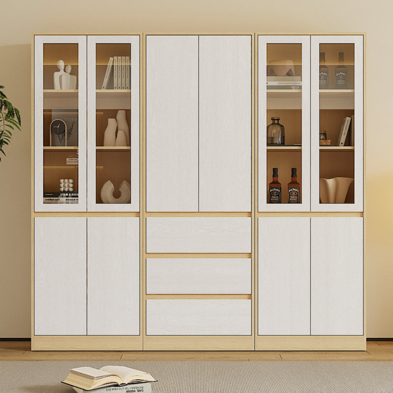 Latitude Run® 71" H Glass Library Bookcase, 5-tier Book Cabinet With ...