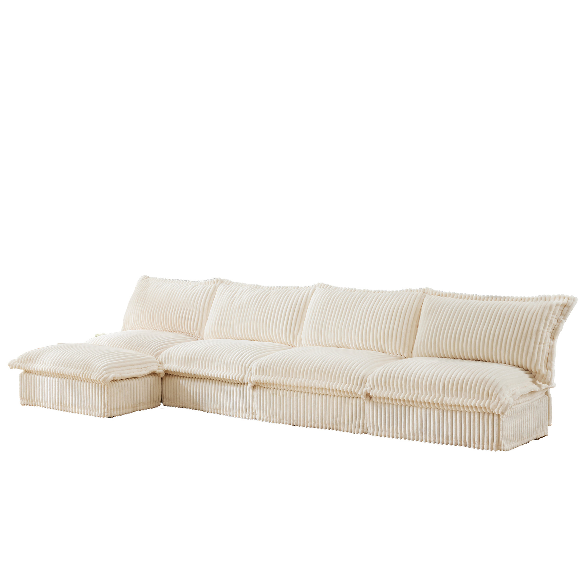 Latitude Run® Slipcovered Modular Armless 4 Seater Sectional Sofa With ...