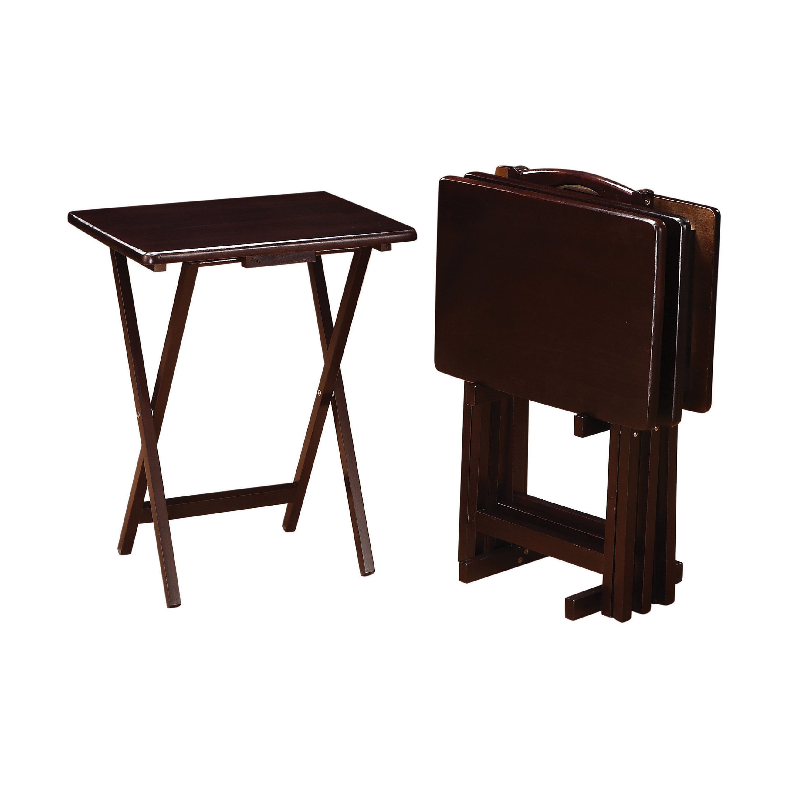 Hokku Designs Jenevie 4 Piece Tray Table Set with Stand | Wayfair