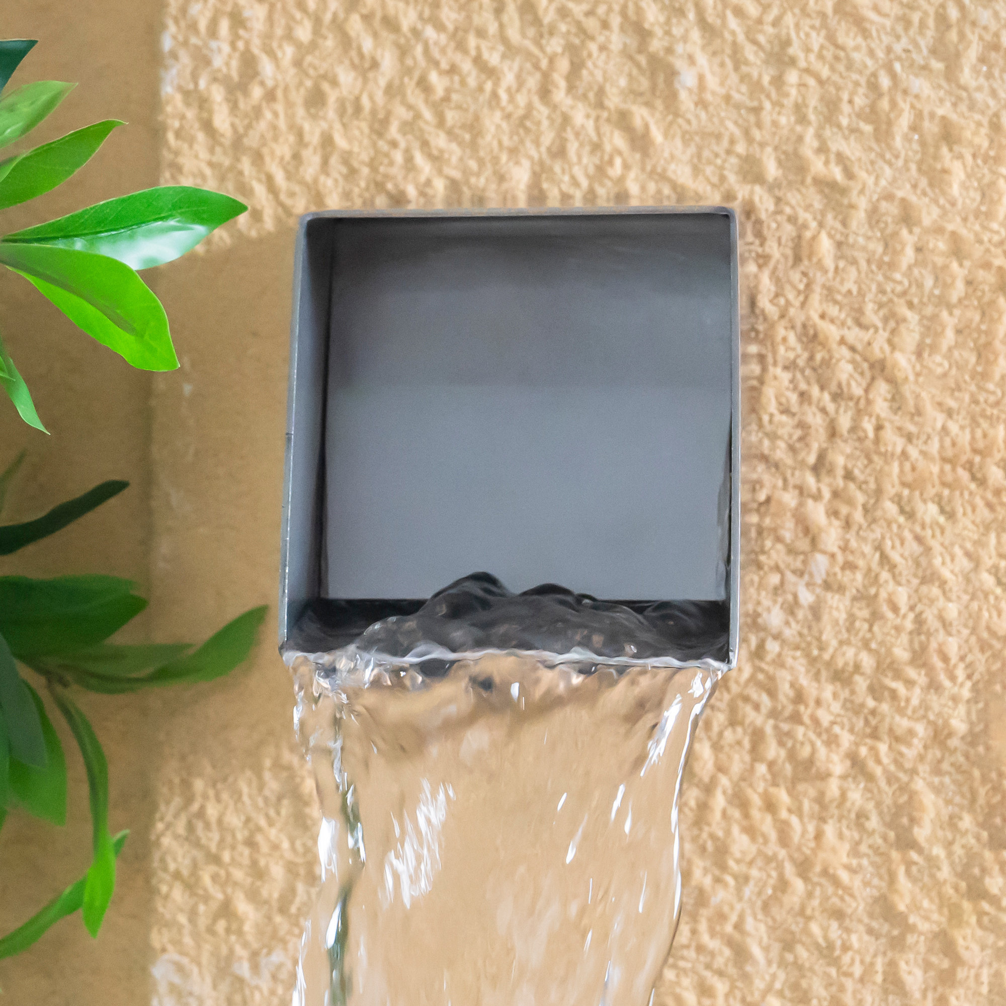 Symple Stuff 4" Square Outdoor Water Fountain Spout - Stainless Steel ...