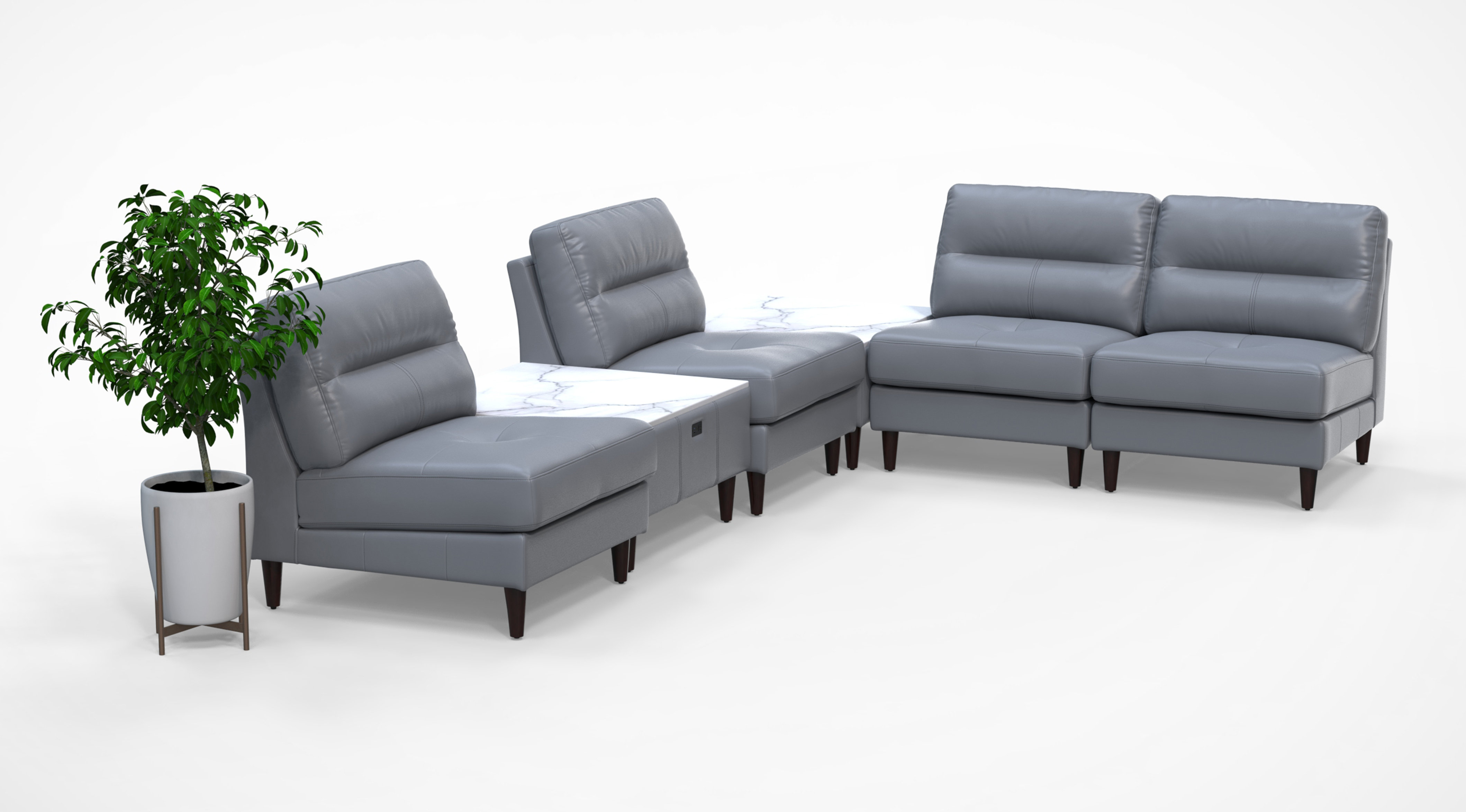 Reunion 4 Person Waiting Room Reception Chairs with Charging Tables Set ...