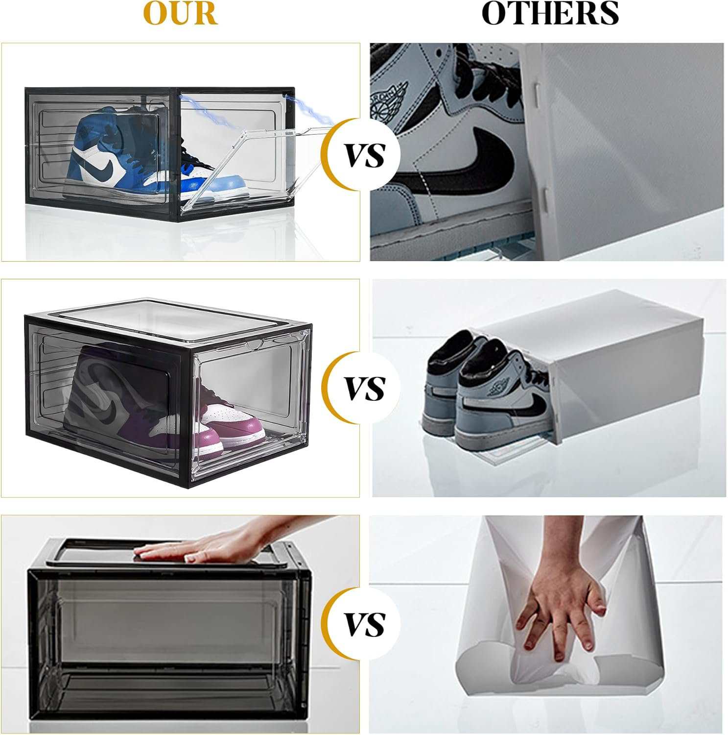 Orren Ellis 12-Pack Clear Stackable Shoe Storage Boxes With Magnetic ...