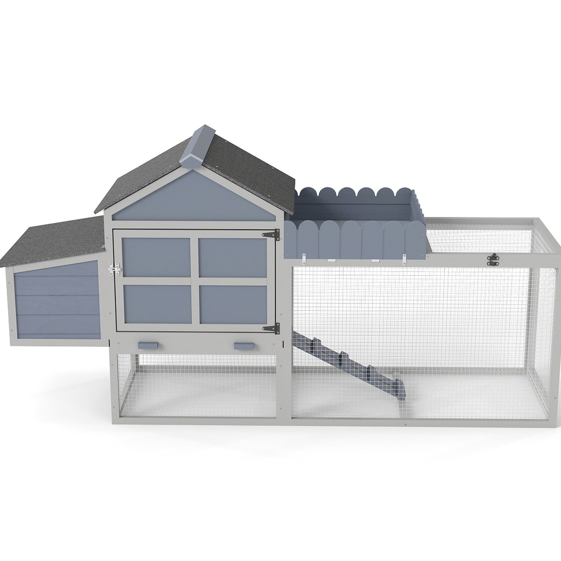 One Allium Way® Gray 80" 2 Backyard Poultry Habitat With Nesting Box ...