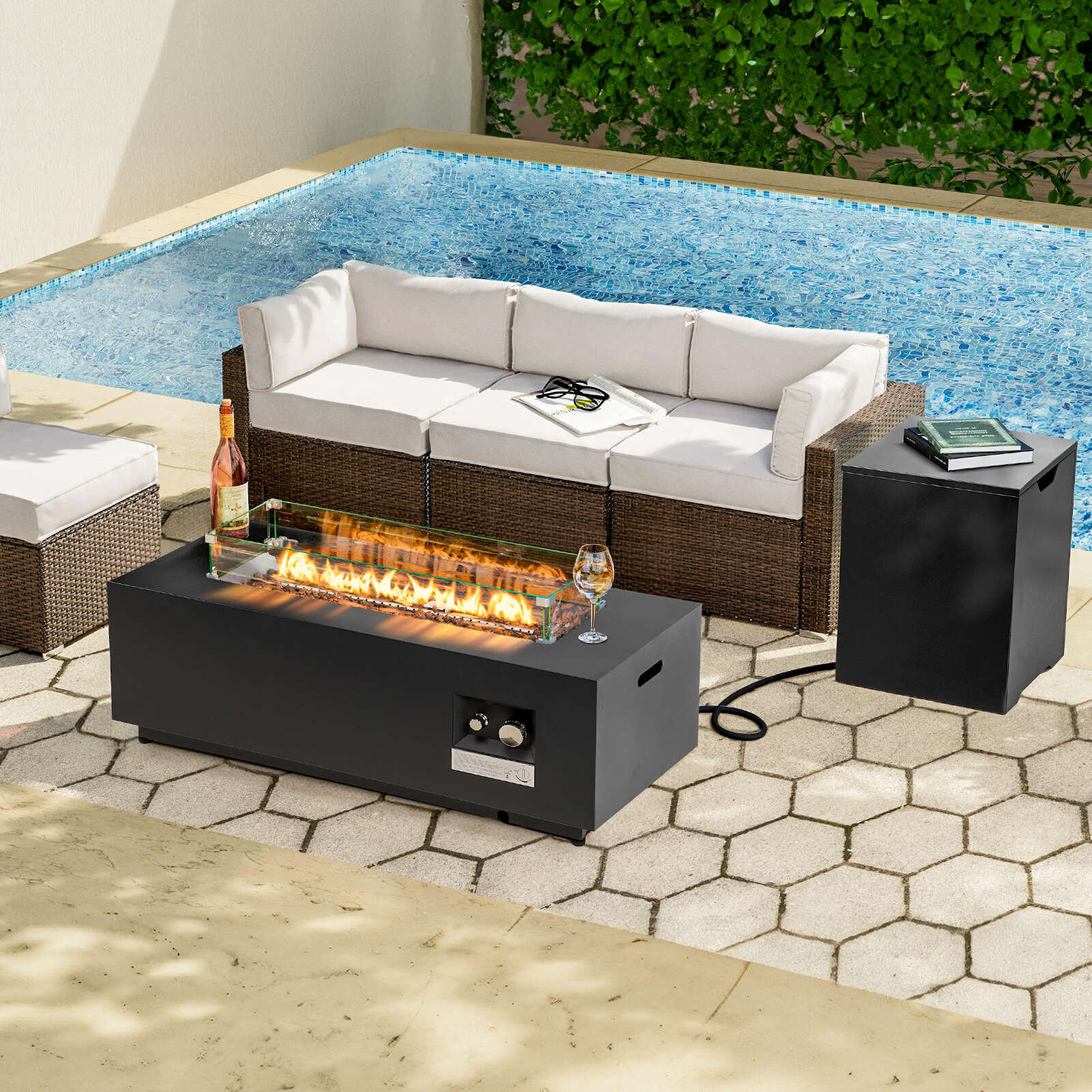 Latitude Run® Outdoor Propane Fire Pit Table, 42inch 50,000 BTU Gas ...