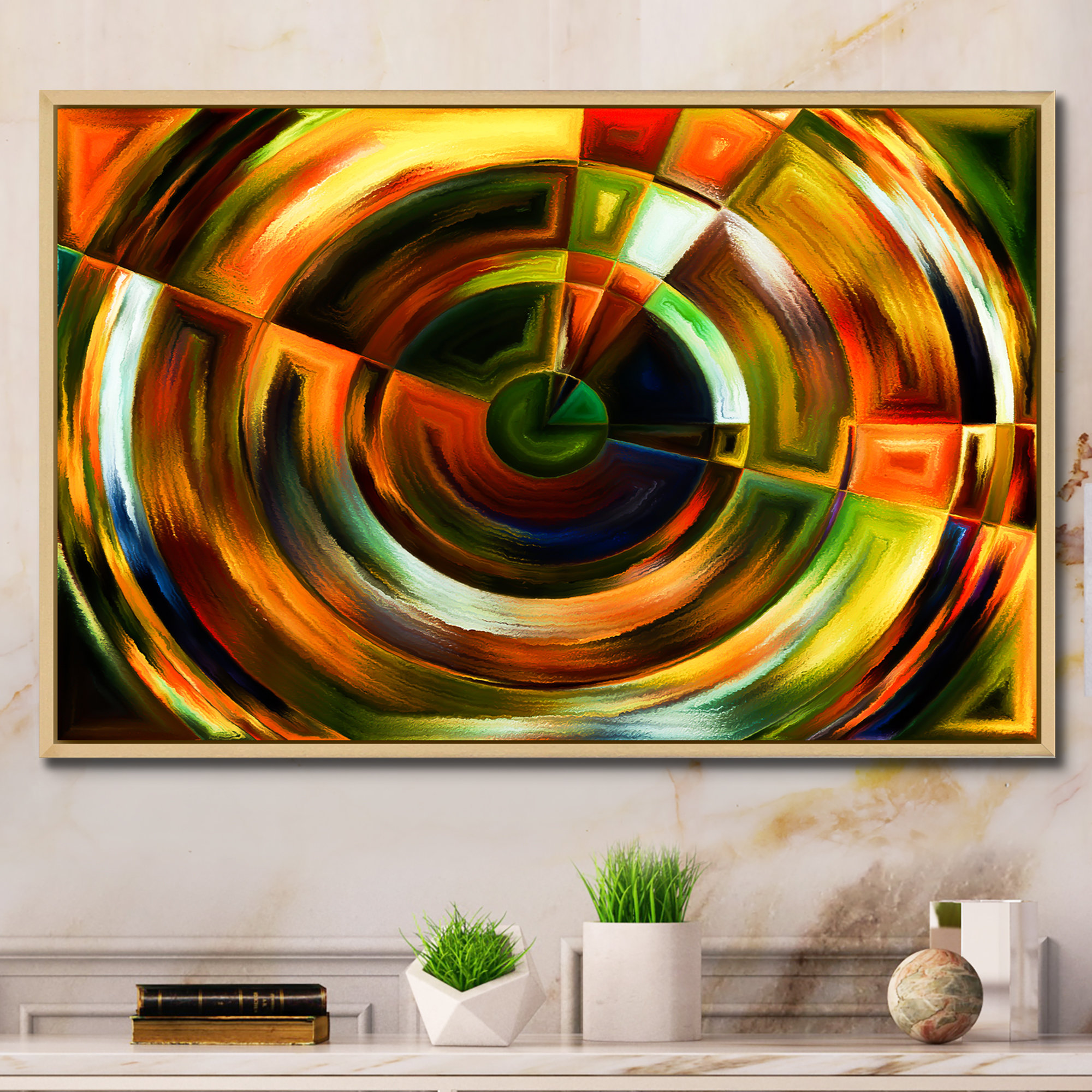 Wrought Studio™ Geometry Real of Inner Circle - Floater Frame Print on ...