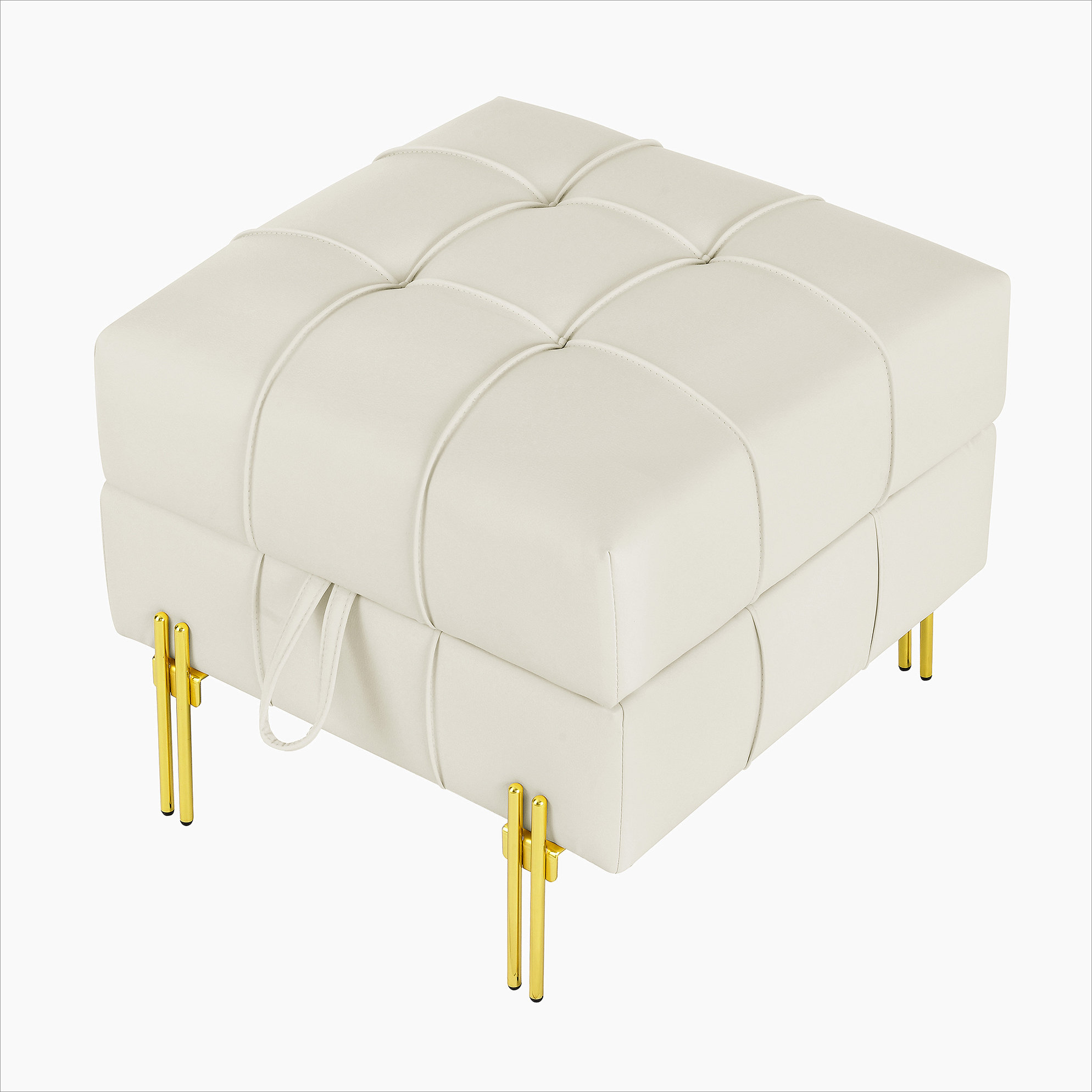 Latitude Run® Rectangle Tufted Upholstered Leather Ottoman | Wayfair