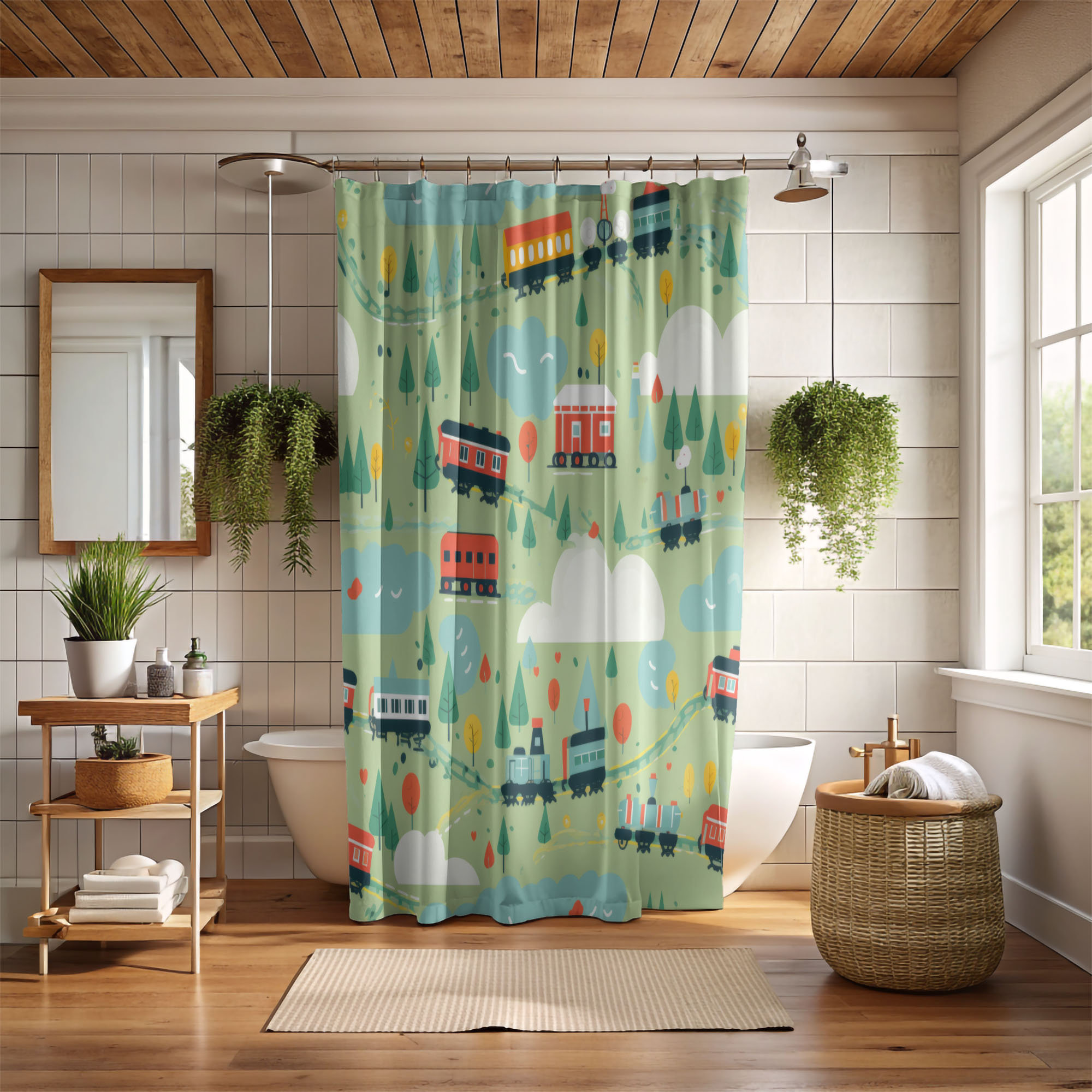 Latitude Run® Silly Train - Premium Shower Curtain | Wayfair
