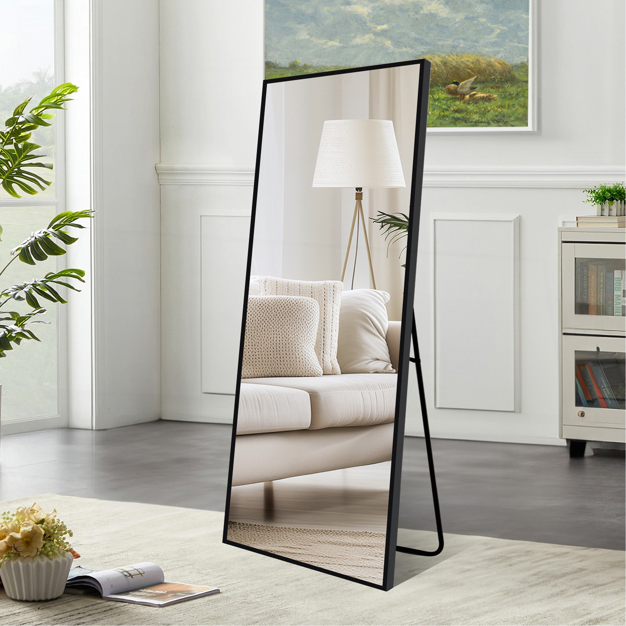 Latitude Run® Modern Floor Mirror With Ultra-Thin Aluminum Frame And HD ...