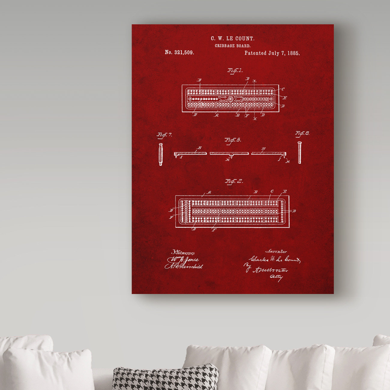 Trademark Art 'Cribbage Board' Drawing Print on Wrapped Canvas | Wayfair