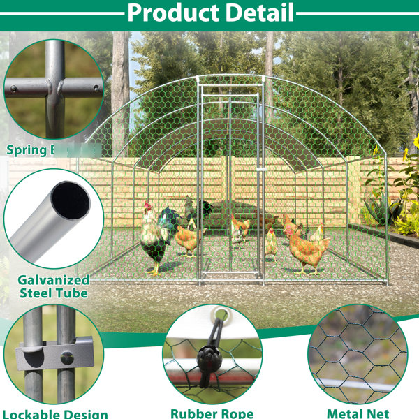 August Grove Chicken Run Metal Cage, Enclosed Outdoor Area With Water ...