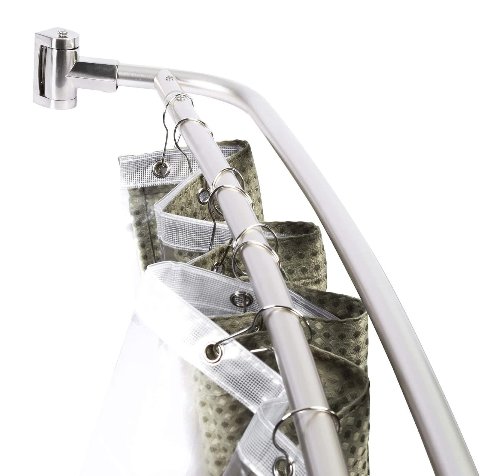 BUMEET Modern Double Curved Shower Rod - 44 - 70, Metal, Brushed Nickel ...