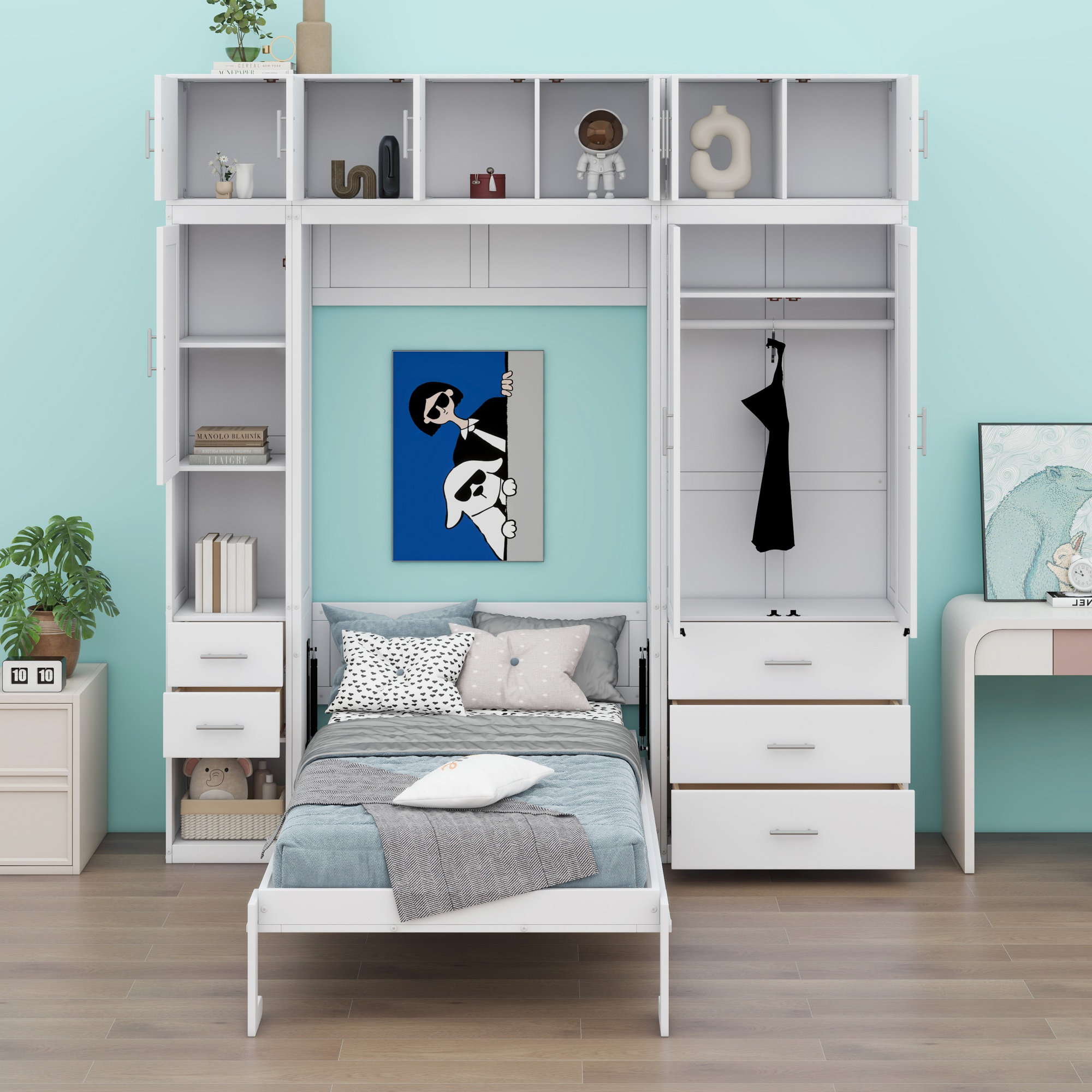 Hokku Designs Murphy Bed With Lockers And Wardrobes - Wayfair Canada