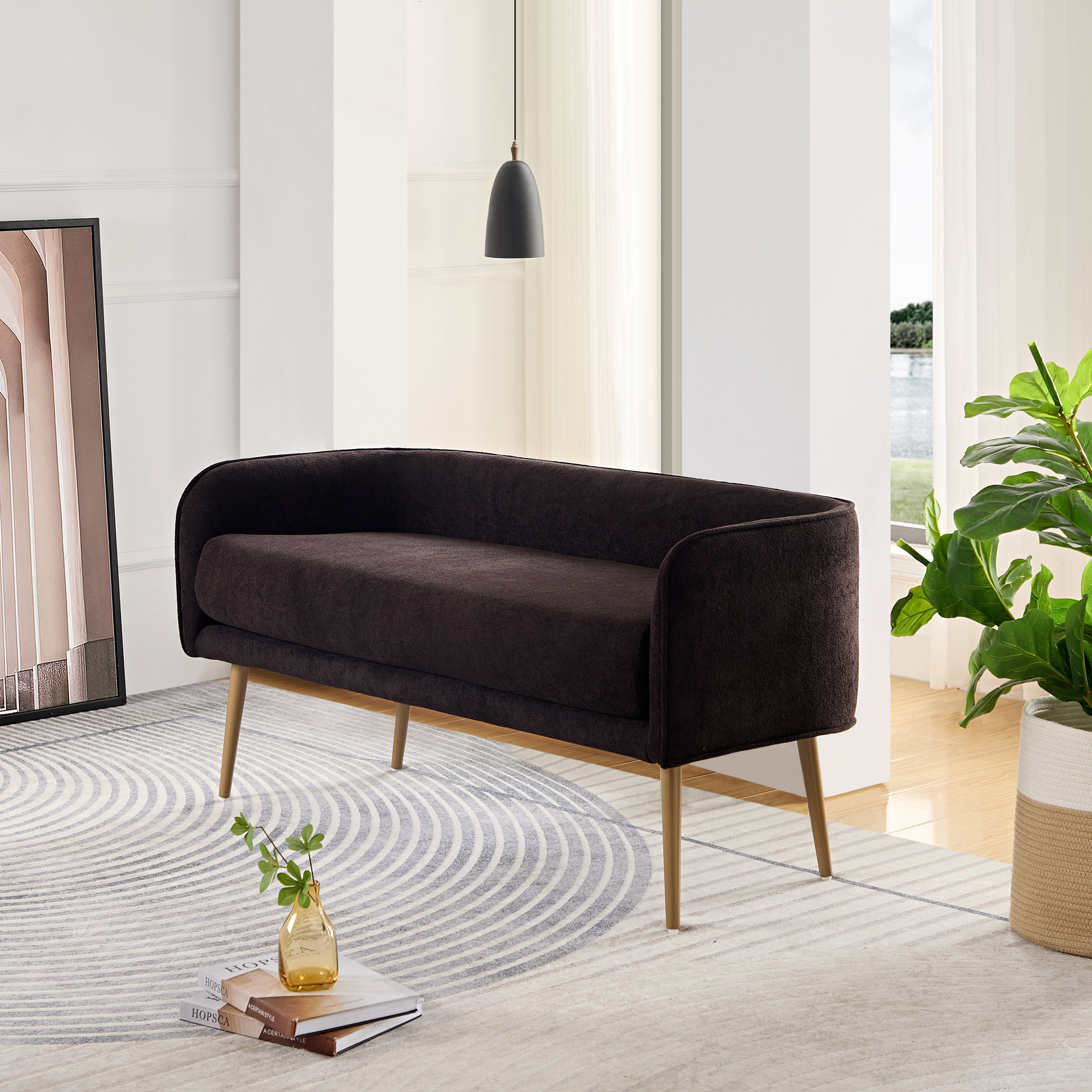 Brayden Studio Banc rembourré en tissu pour chambre Dequarius et avis ...