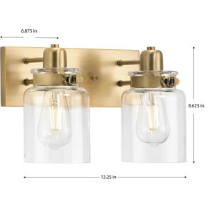 Breakwater Bay Leyden 2-Light Dimmable Brass Vanity Light | Wayfair