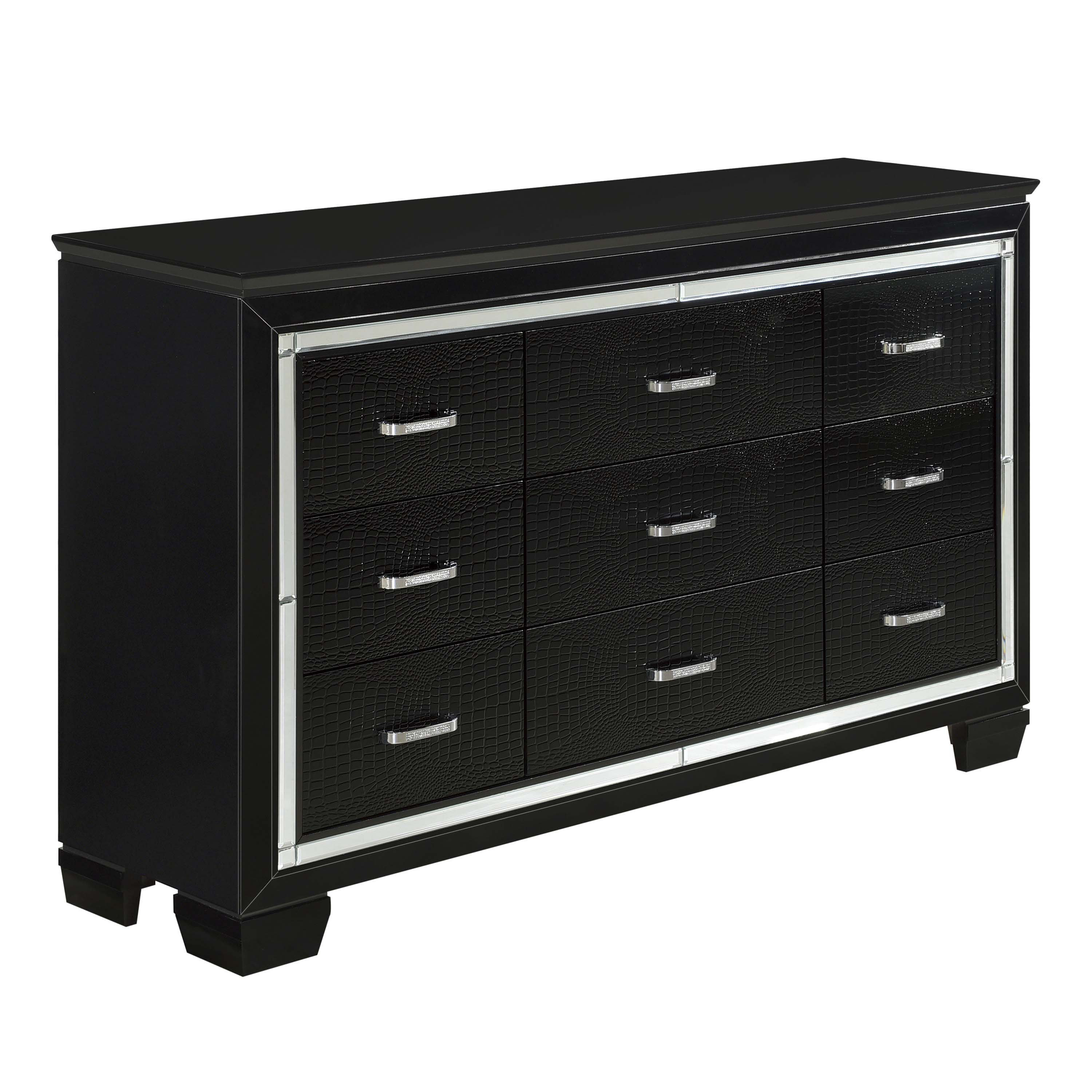 Red Barrel Studio® Black Finish Dresser Bold Desing 9 Drawers Glamorous ...