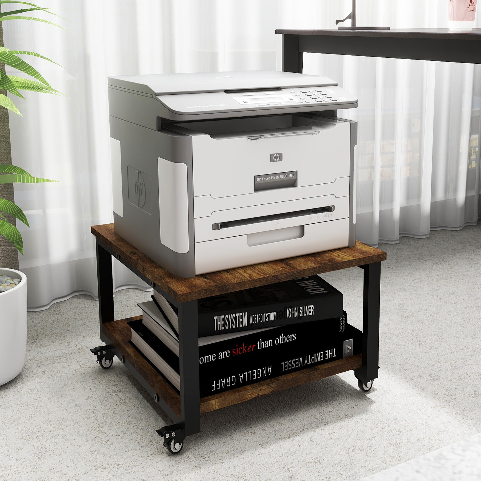 Natwind 19.7 x 19.7 x 11.8 inches 2 Tier Heavy Duty Laser Printer Stand ...