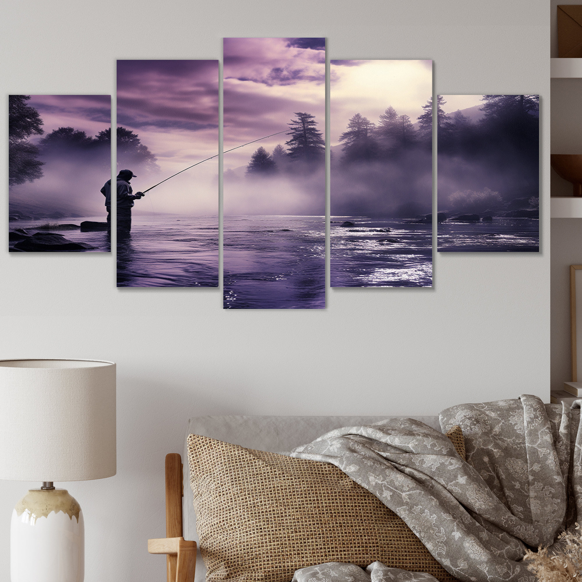 Design Art Fishing At The Lake II - Sports Metal Wall Decor Set ...