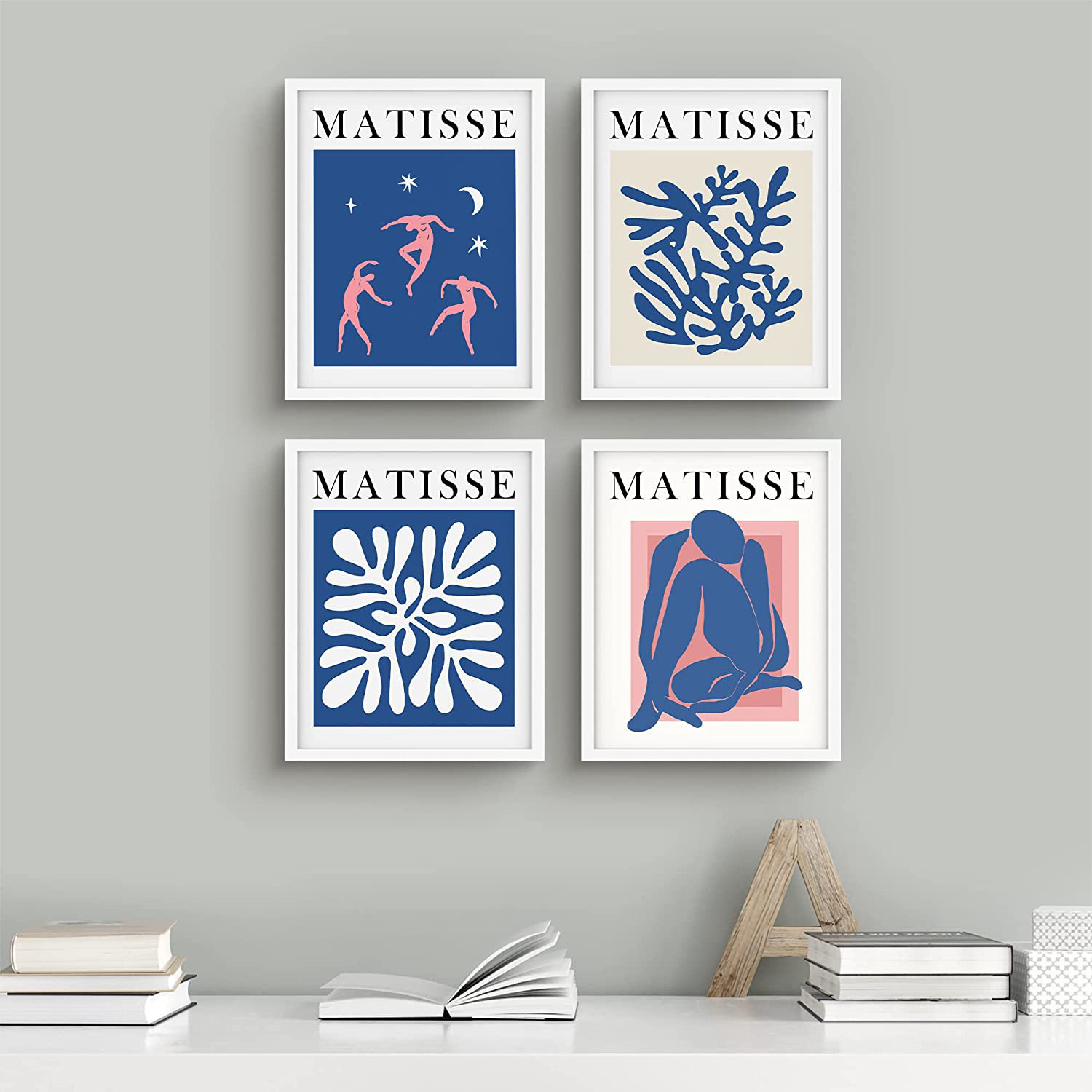 SIGNLEADER Wall Art Collage Gallery Print Frame Set Henri Matisse Blue ...