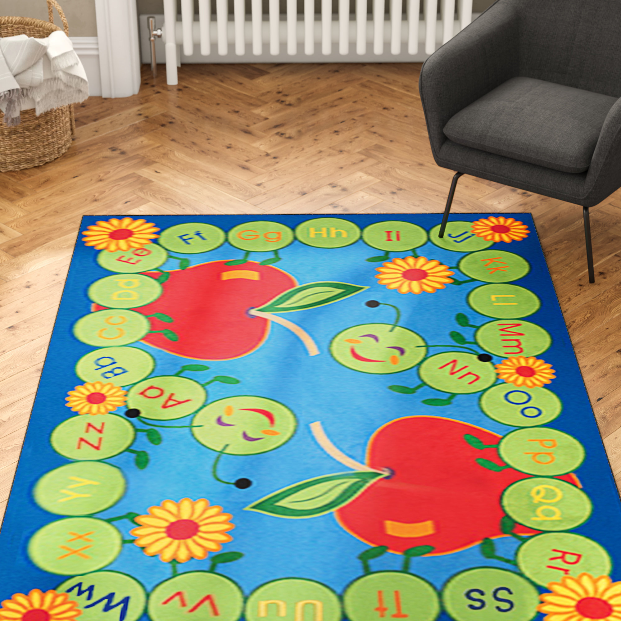 Carpets for Kids ABC Caterpillar Premium Collection Literacy Blue/Red ...