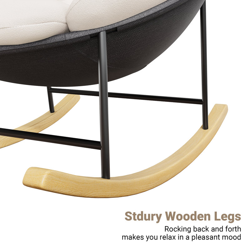 Bayou Breeze Round Rocking Chair with Solid Wood Legs Lambswool ...