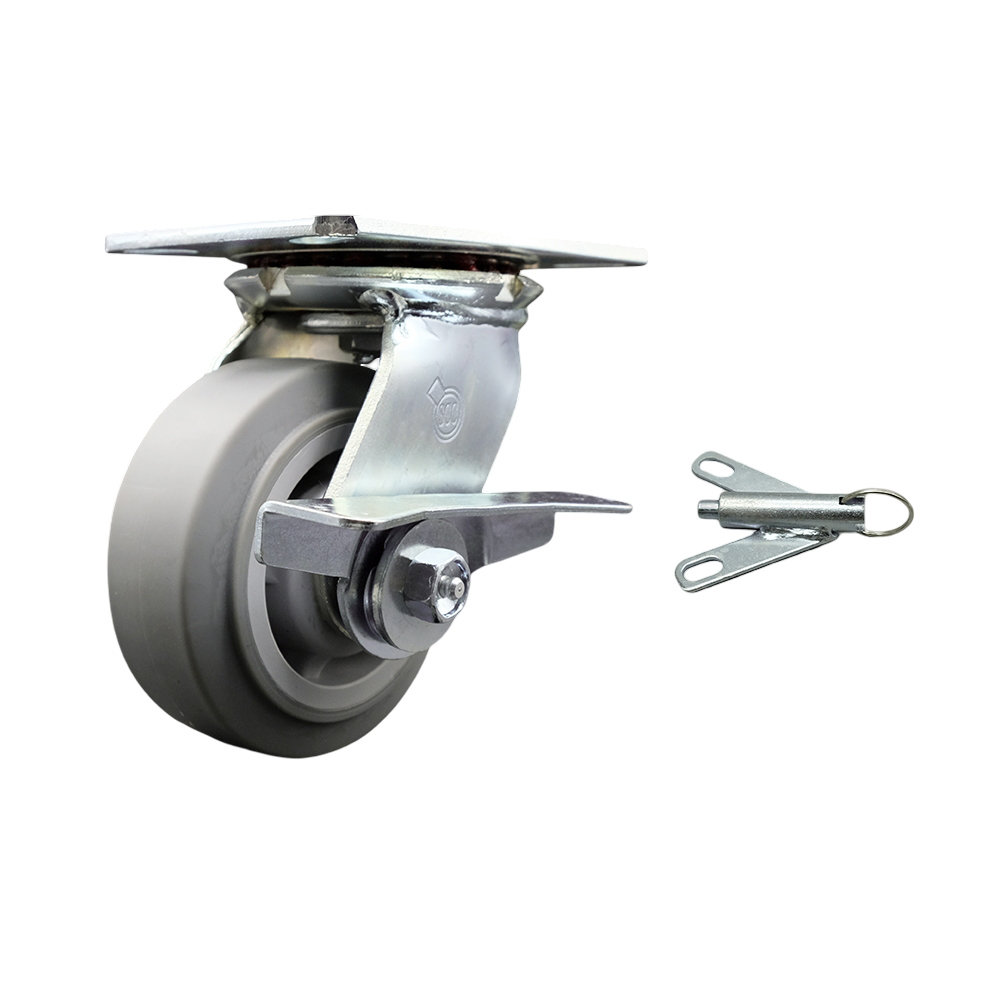 Service Caster 5 Inch Thermoplastic Rubber Caster with Ball Bearing and ...