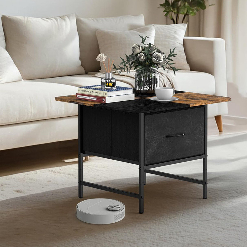 Ophelia & Co. Small Square Coffee Table with Storage Drawer,Black and ...