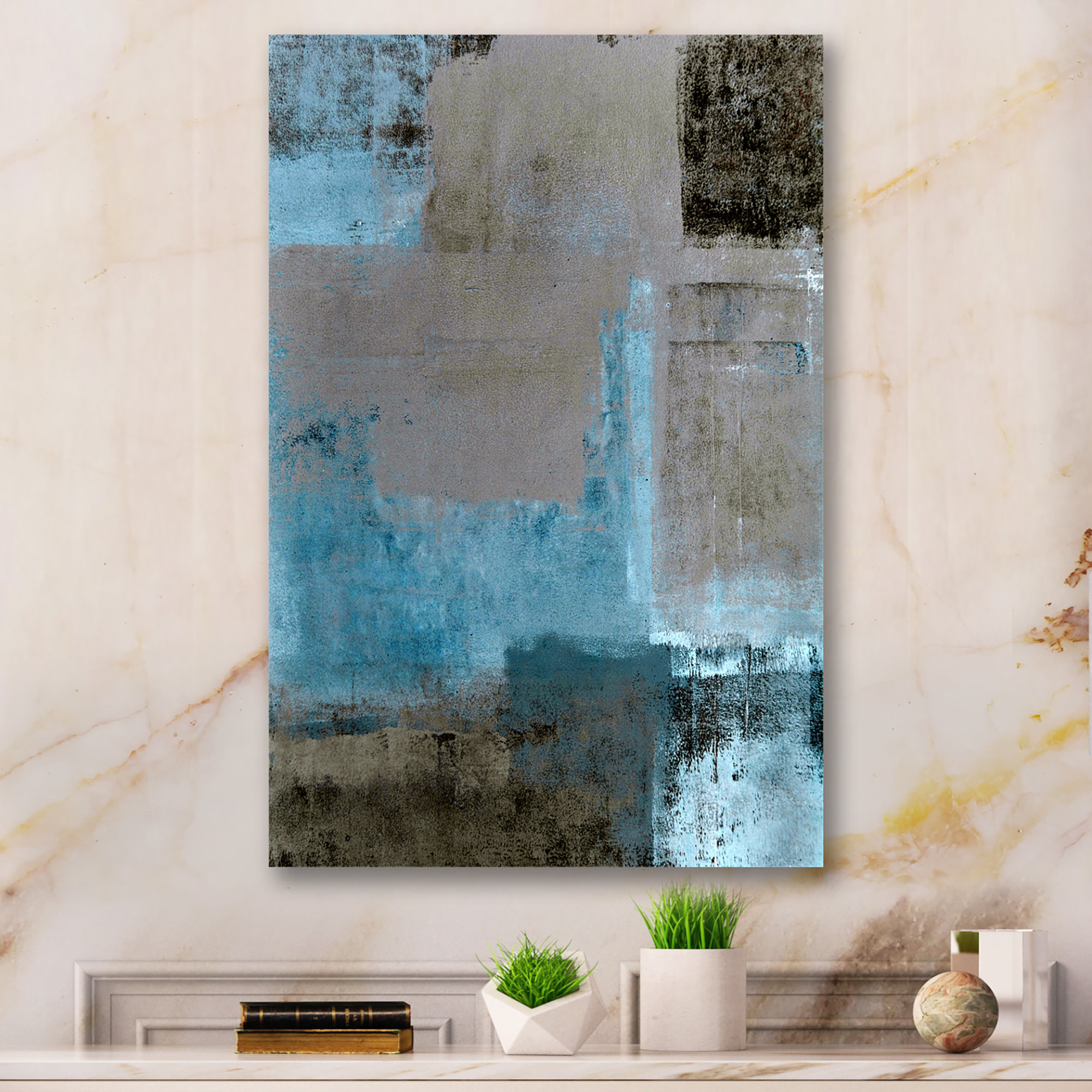 17 Stories Grey And Blue Modern Art II 2PT47739 - Wayfair Canada