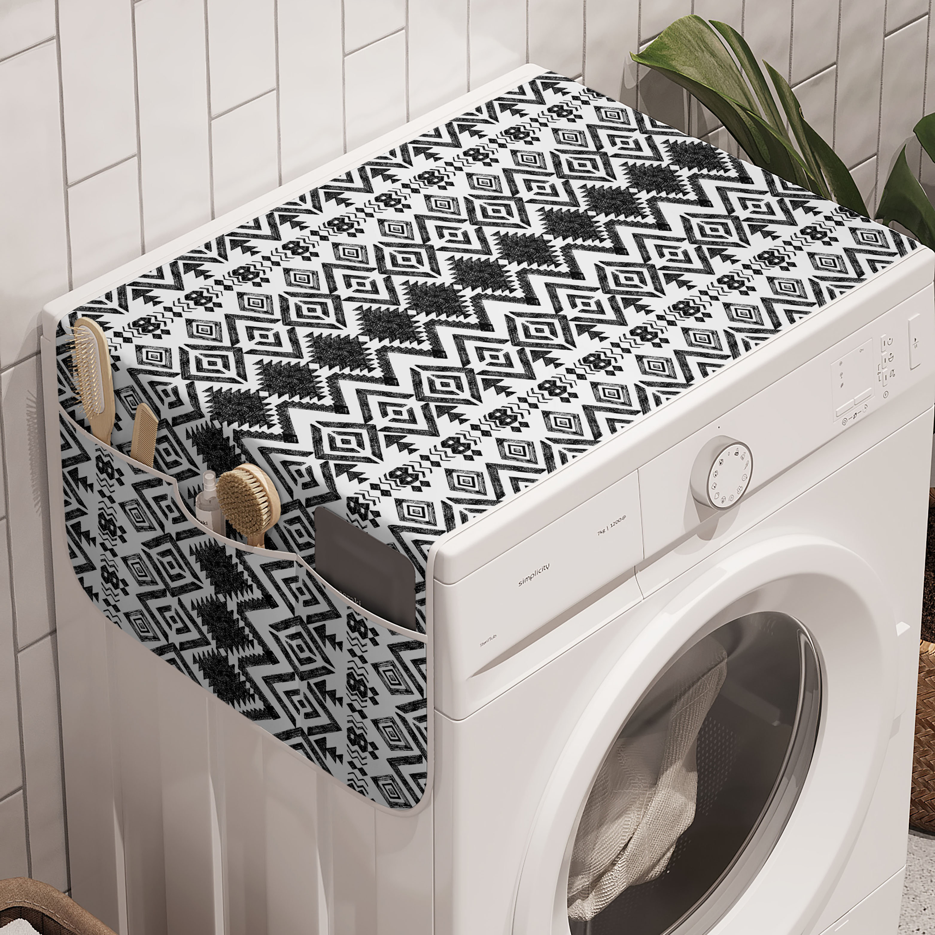 East Urban Home Geometric Washing Machine Organizer Pack of 2 47" x 18. ...