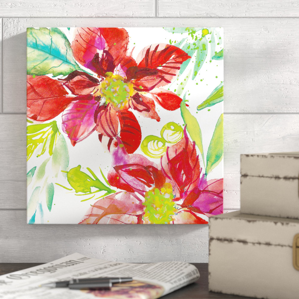 Winston Porter Poinsettia Pretty I by Kristy Rice - Wrapped Canvas ...