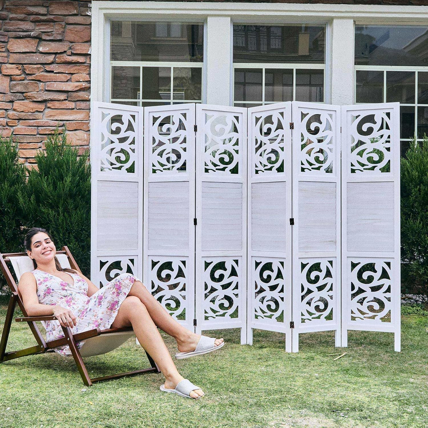 Dakota Fields Room Dividers,5.6 Ft Wood Double Carved Wall Divider ...