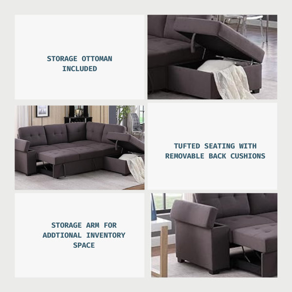 Latitude Run® Sackman Timeless Trends Brown Linen Sleeper Sectional ...