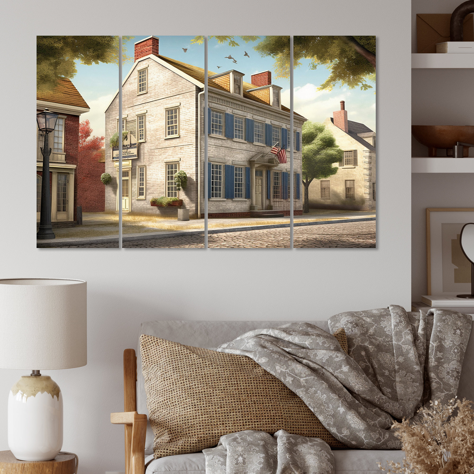 Design Art Delaware 1950S Village II - Delaware Wall Decor - 4 Panels ...