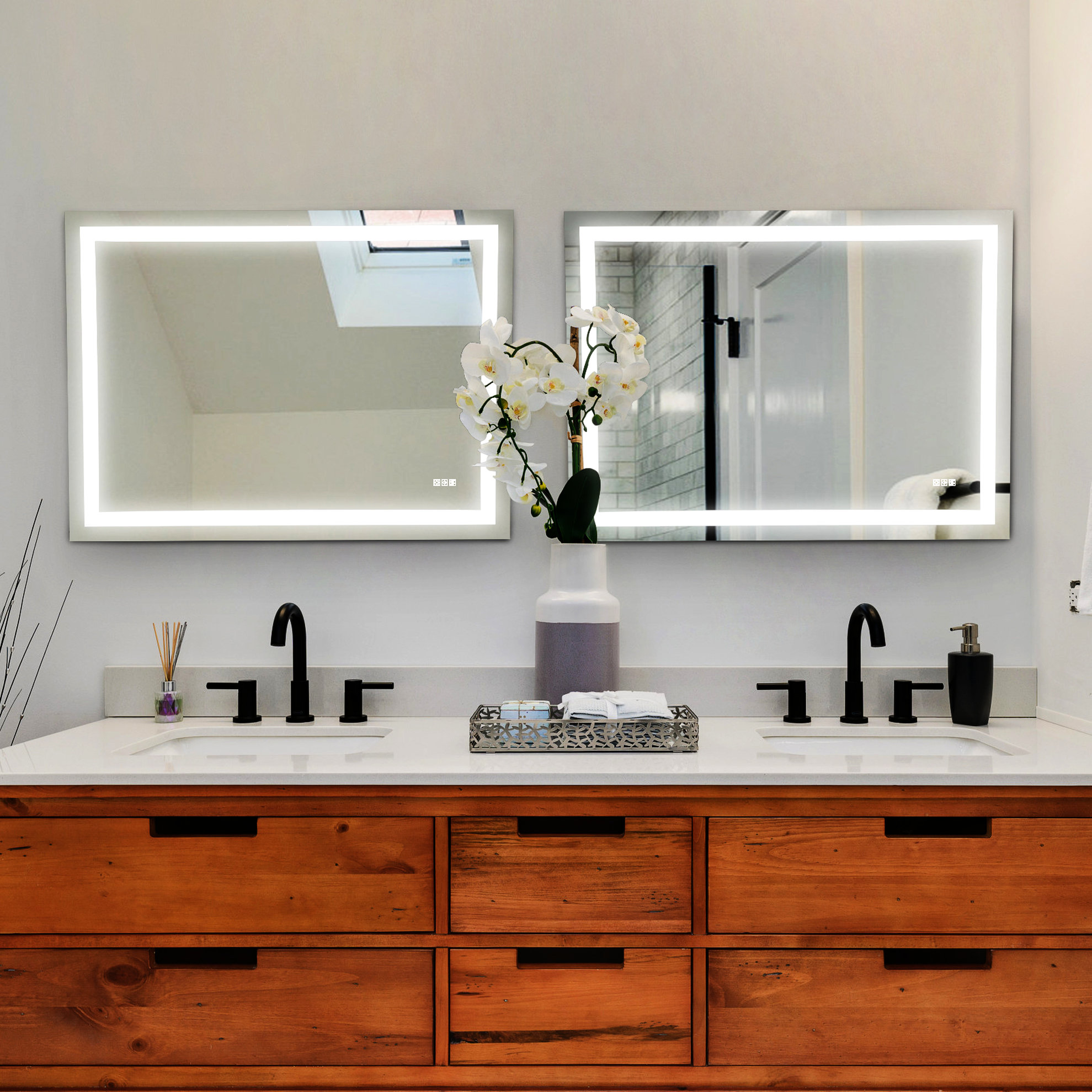 Orren Ellis 48X36 Inch Led Lighted Bathroom Mirror - Fog, Dimmable ...