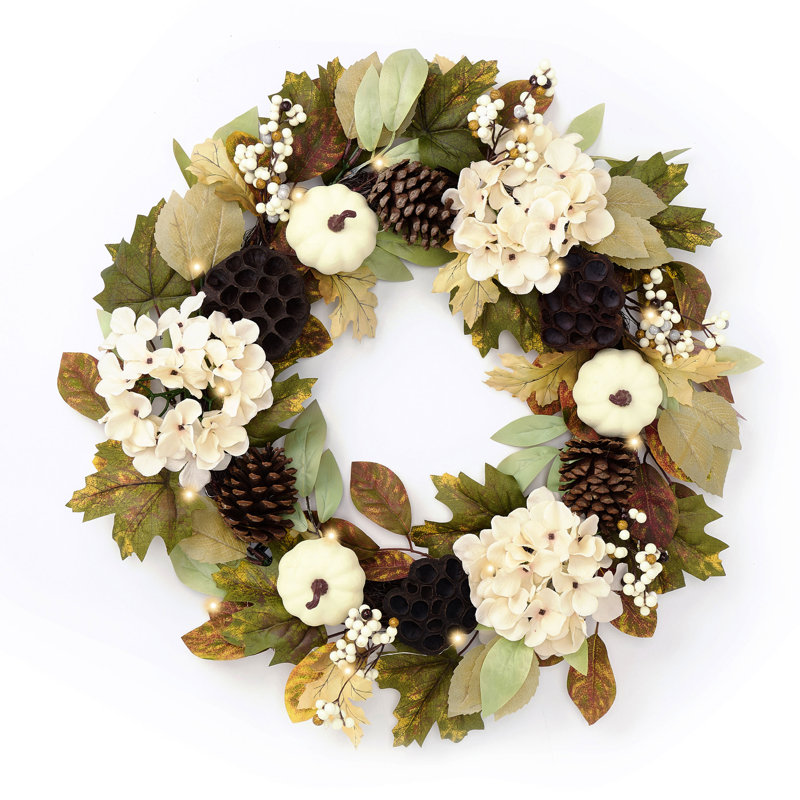 Primrue Harvest Day 24 Inch Autumn Harvest Lotus,Pinecone and Pumpkin ...