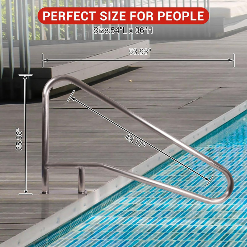 ASOPIX 304 Stainless Steel Pool Handrail, 250 LBS Load Capacity | Wayfair