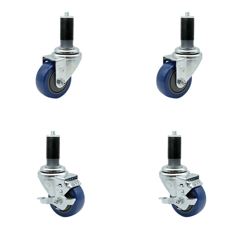 Service Caster 4 Piece Polyurethane Expanding Caster Set with 2 Brakes ...