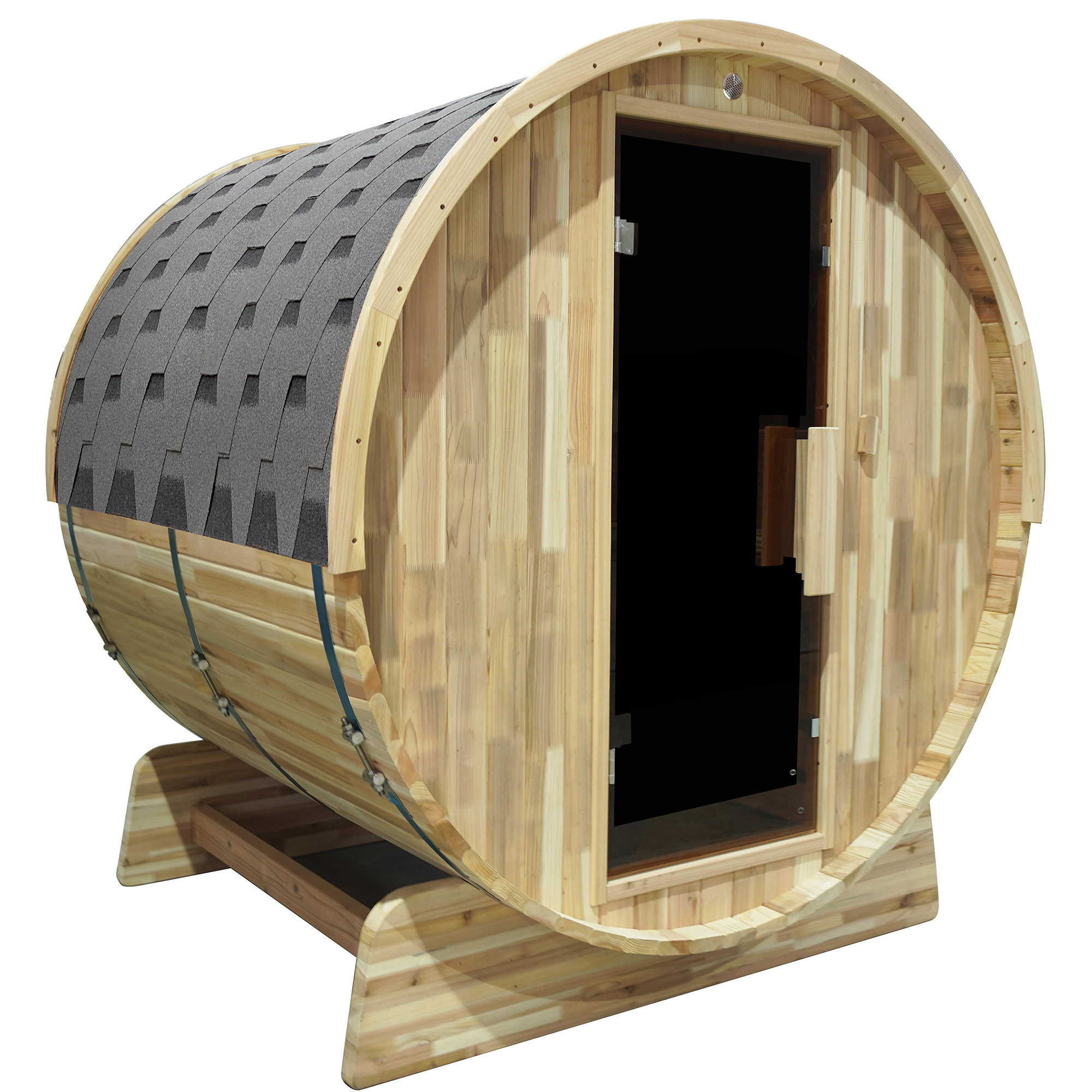 royal saunas hongyuan Hongyuan 4-Person Rustic Cedar Barrel Sauna with ...