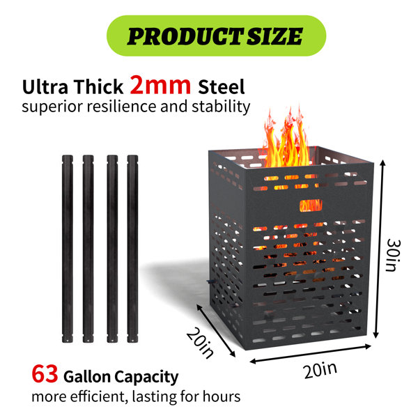 17 Stories 63 Gallon Burn Barrel, Burn Barrels for Outside for Burning ...