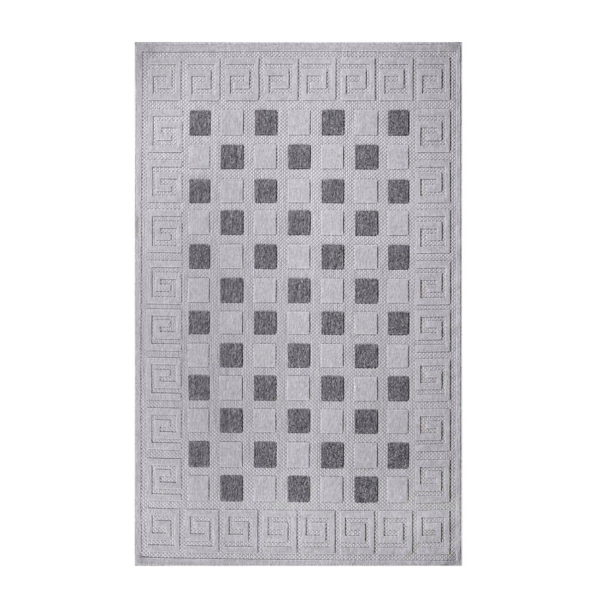 Latitude Run® Tapis extérieur antidérapant à motif géométrique gris antidérapant 6 pi x 9 pi ...