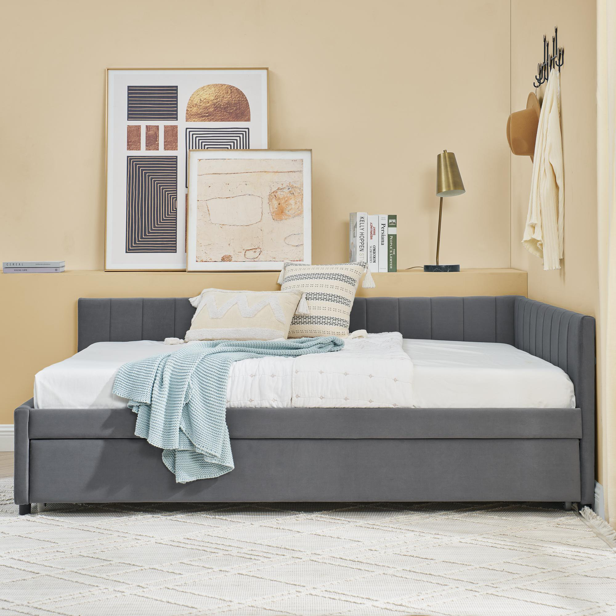 Mercer41 Full Size Daybed with Trundle Upholstered Tufted Sofa Bed ...