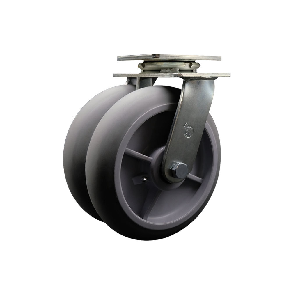 Service Caster 8 Inch Dual Thermoplastic Rubber Wheels Swivel Caster ...