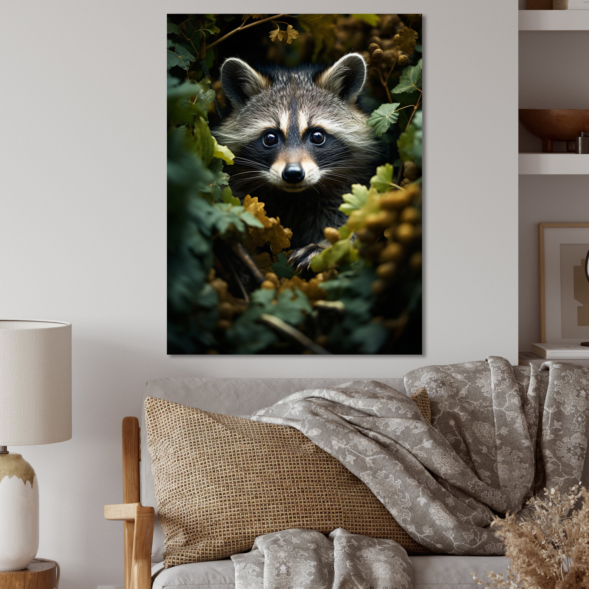 Ebern Designs Curious Raccoon Collage VI - Animals Metal Art Print ...
