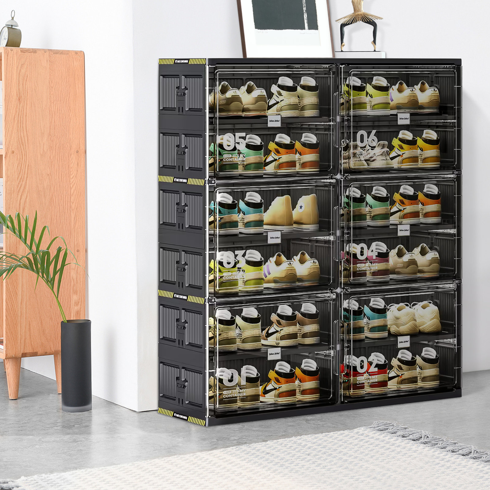 Rebrilliant 6 Tiers 24 Pairs Hard Plastic Shoe Storage Organizer ...
